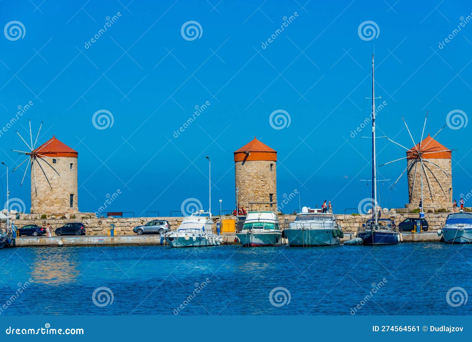 Ancient Windmills at the Port of Rhodes, Greece Editorial Photo - Image ...
