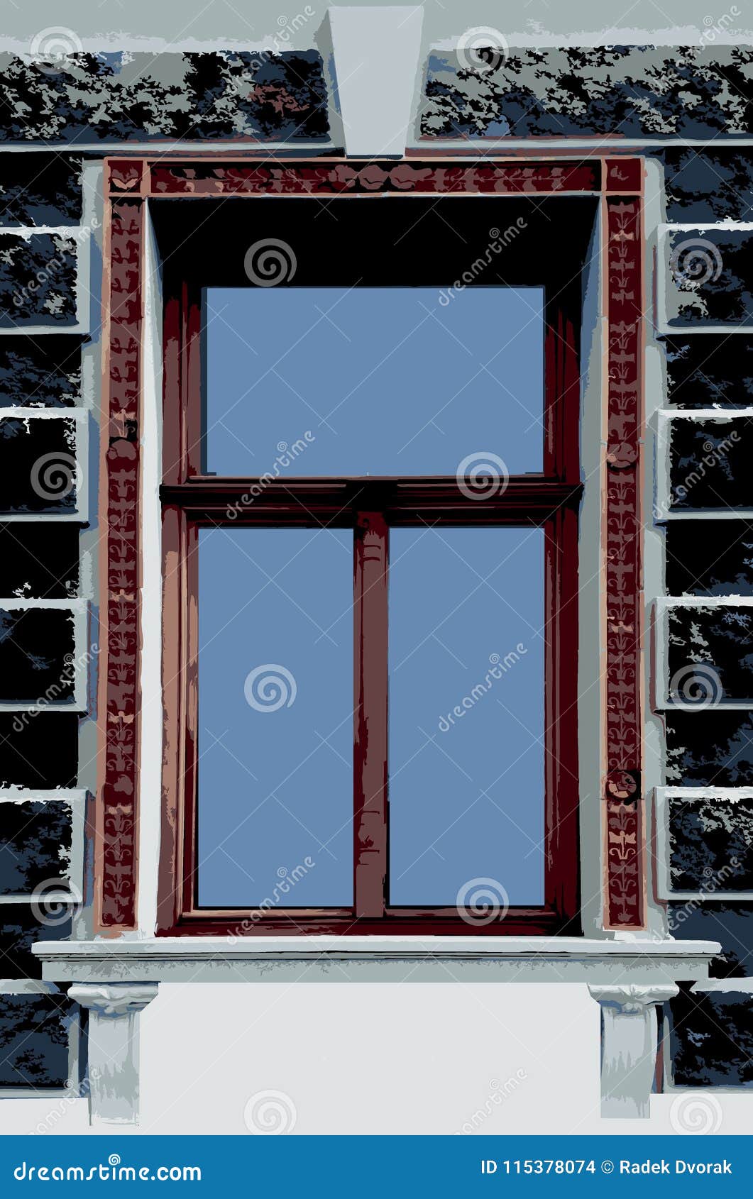 Ancient Window stock illustration. Illustration of decorative - 115378074