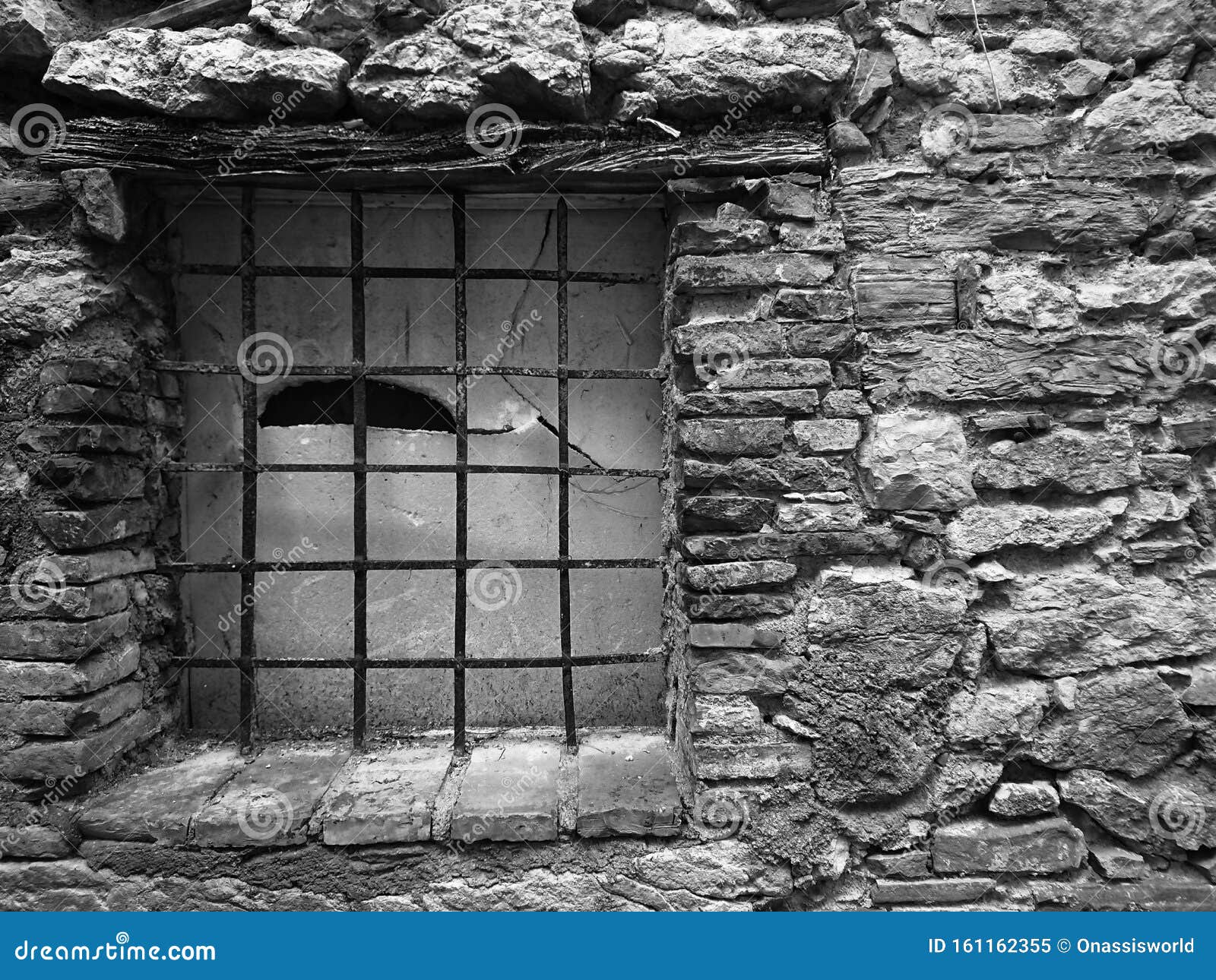 Ancient Window Frame in Black & White Stock Image - Image of black ...