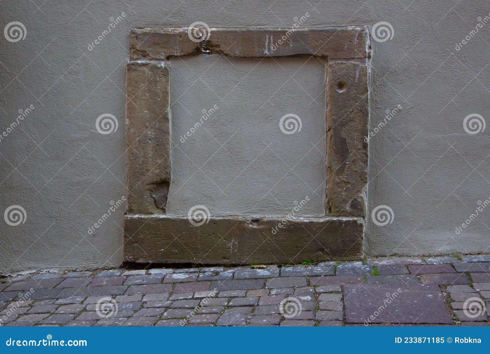 Ancient Window Frame Made Out of Sandstone Walled in a Wall Stock Image ...
