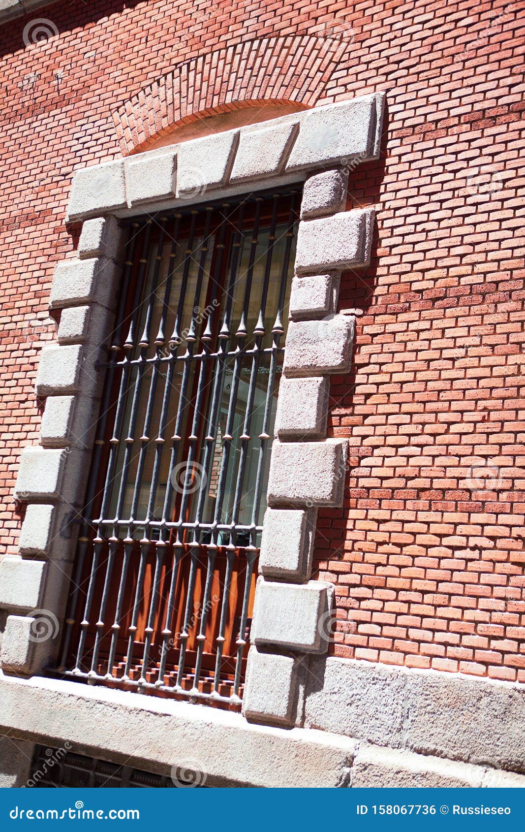 Ancient window with grates stock photo. Image of close - 158067736