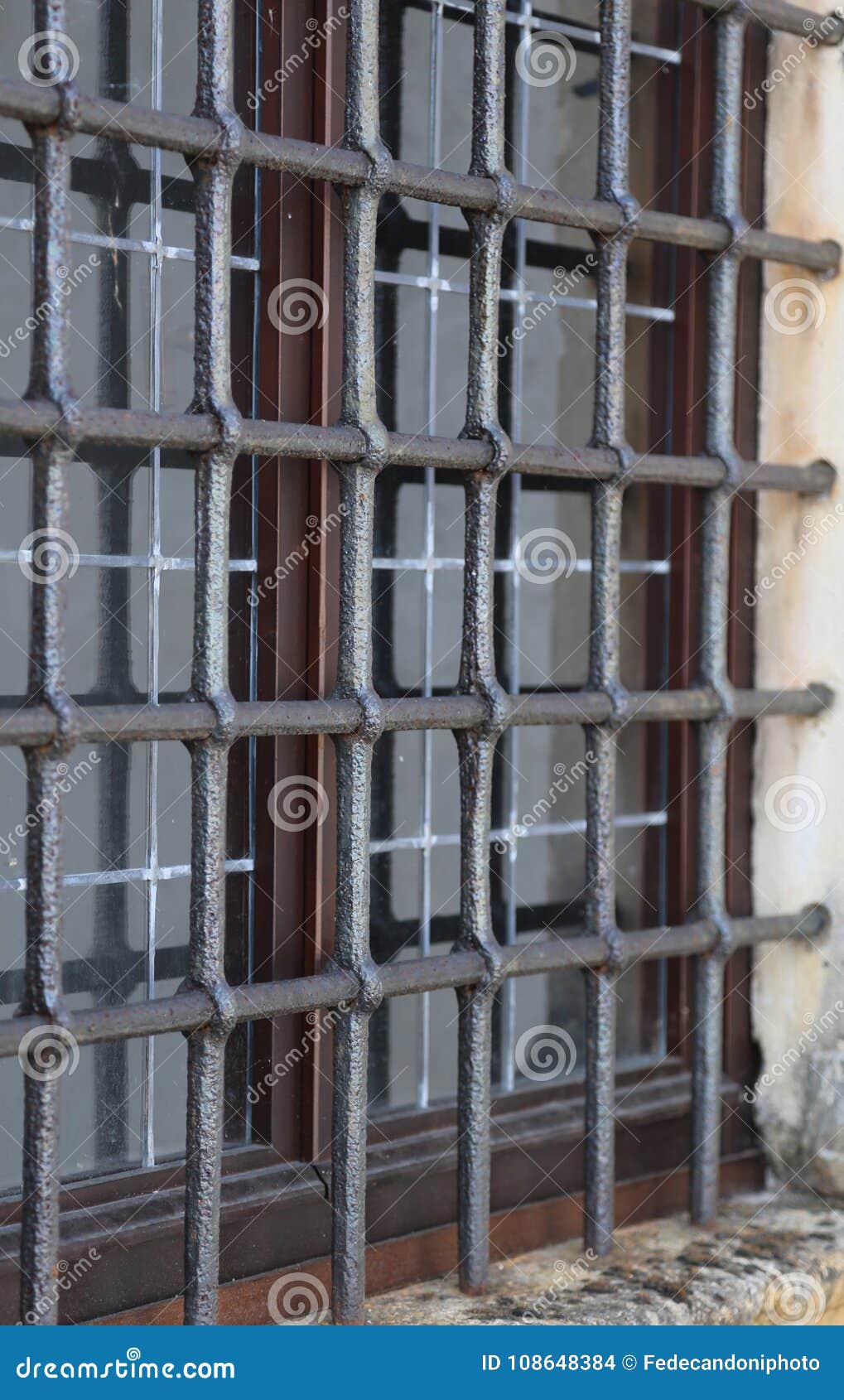 Window with metal grid stock photo. Image of grid, security - 108648384