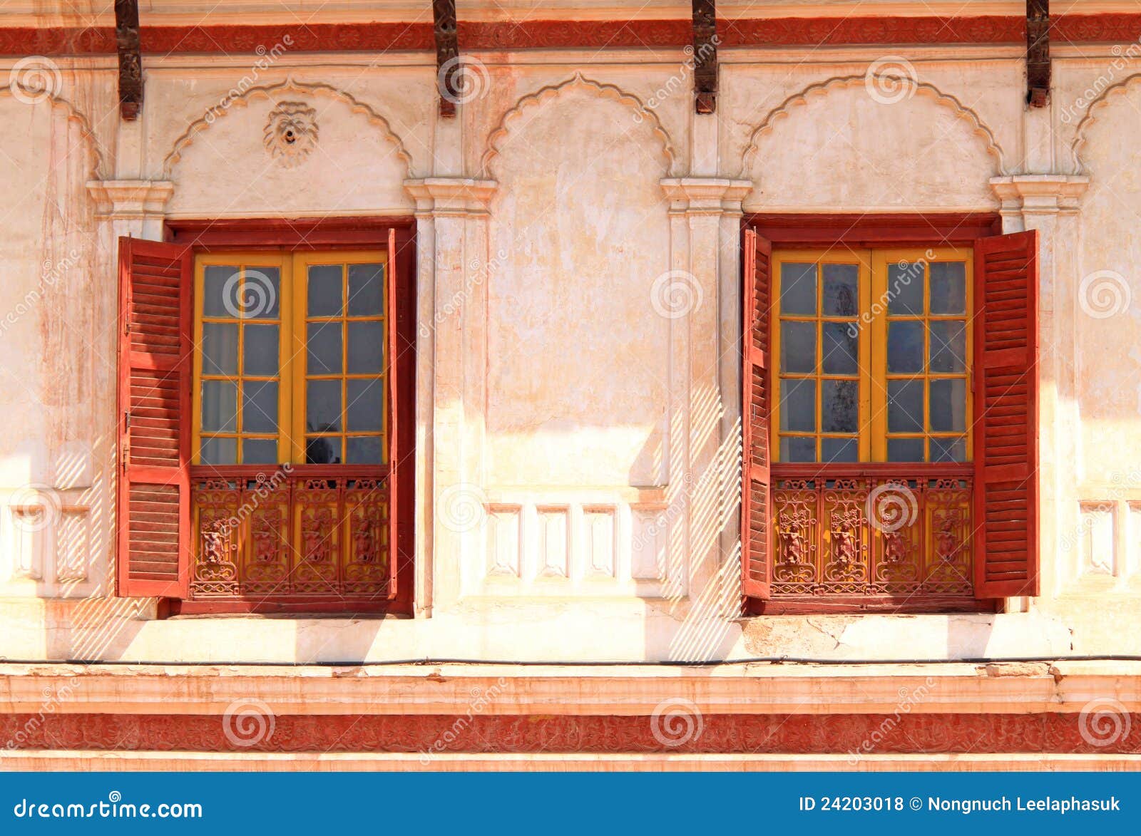 Ancient Windows on Old Building Stock Photo - Image of residential ...