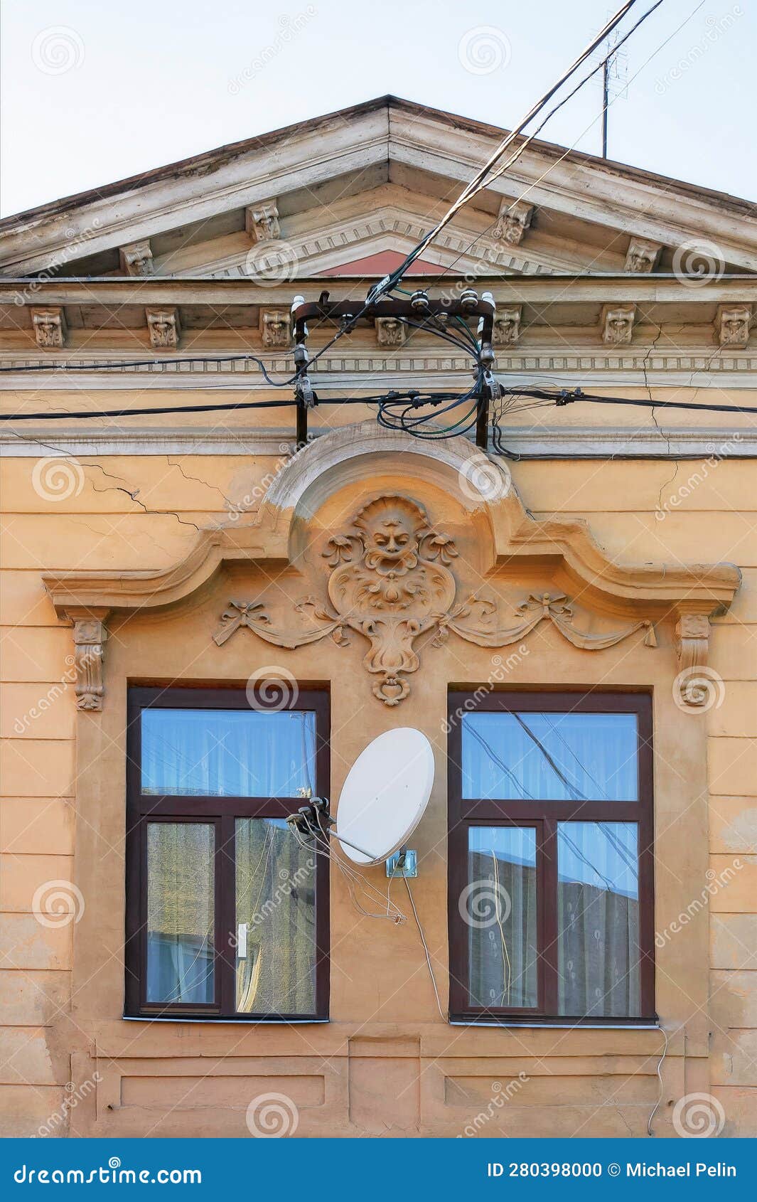 Ancient Windows on the Vintage Wall Stock Photo - Image of architecture ...