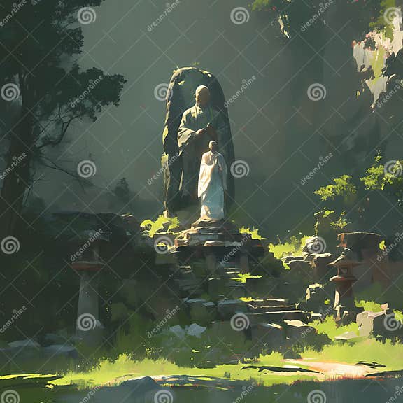 Ancient Wisdom Embodied in Stone Stock Illustration - Illustration of ...