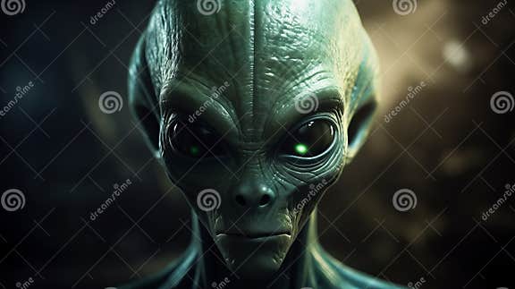 Eerily Realistic Close-up of Alien Head with Green Lighting Stock ...
