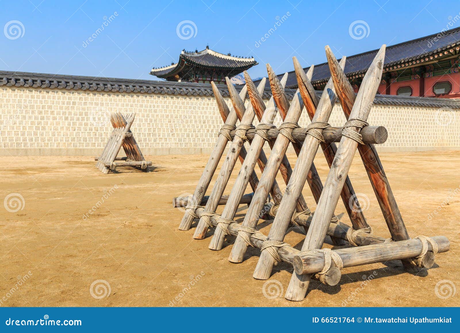 Ancient wooden barrier stock photo. Image of army, wood - 66521764