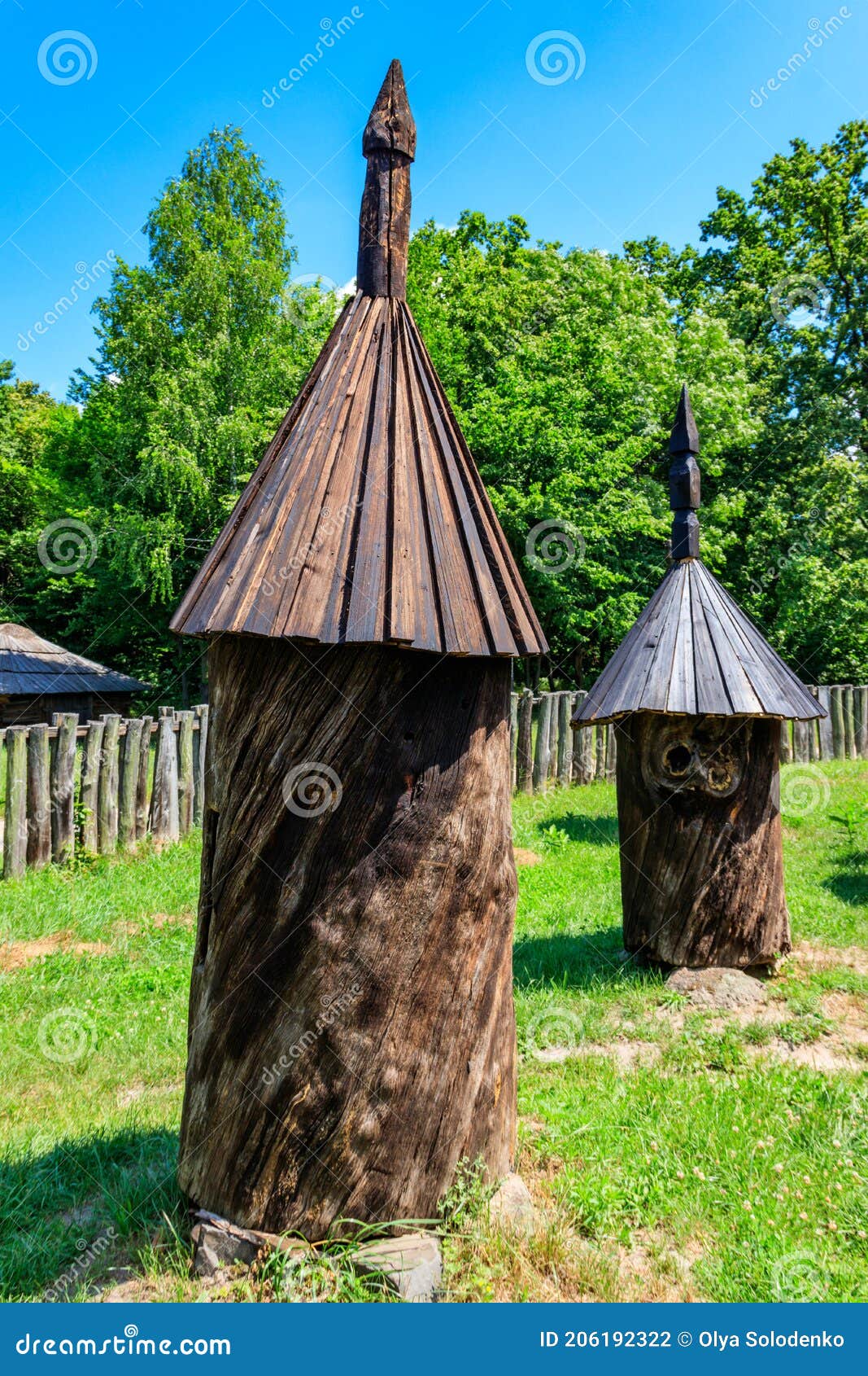 Ancient Wooden Beehives in Old Rural Apiary Stock Photo - Image of ...