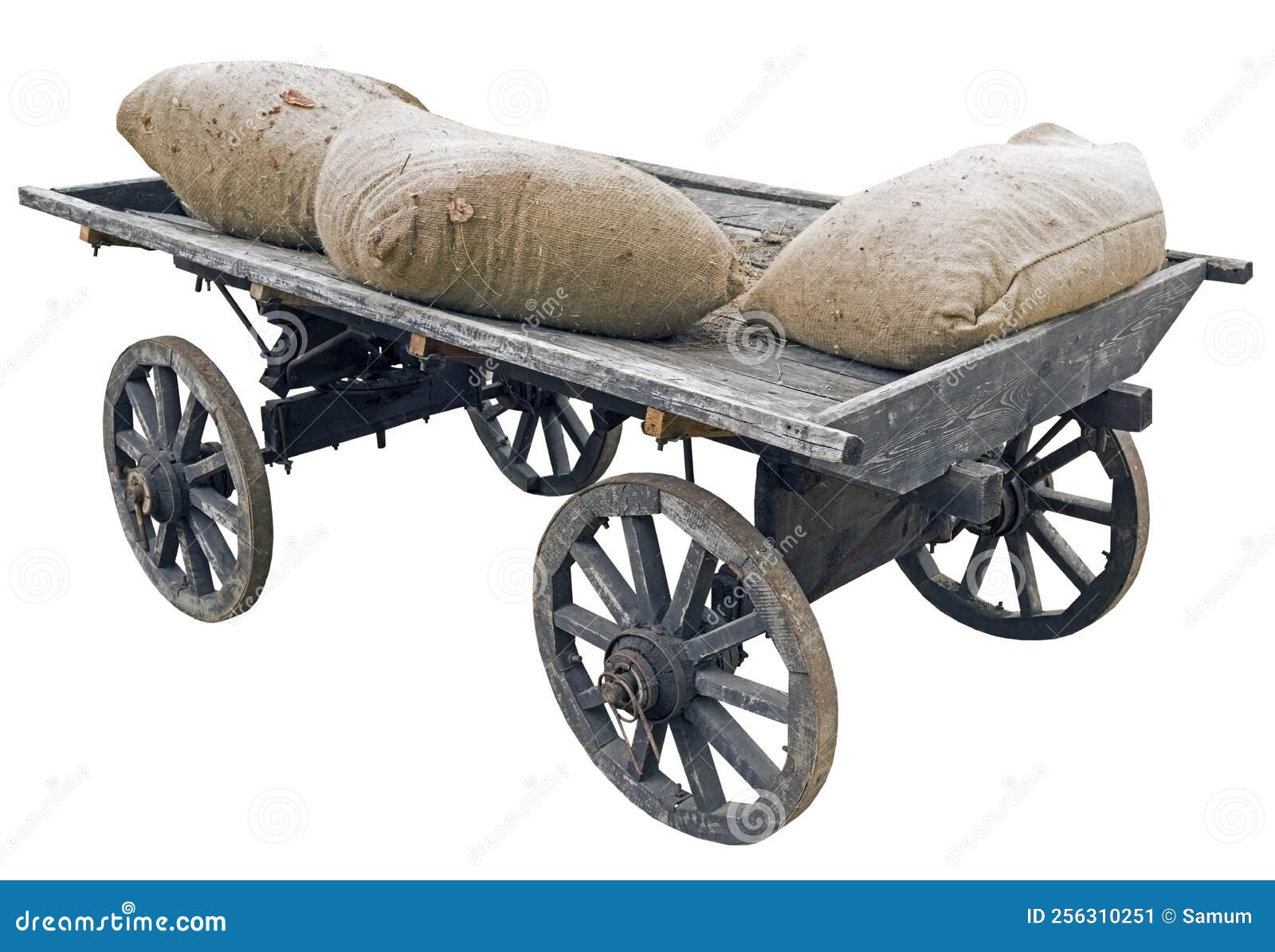 Ancient Wooden Cart on White Stock Image - Image of wagon, wood: 256310251