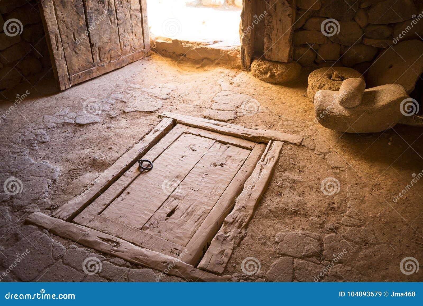 Ancient Wooden Closed Trapdoor in a Rustic House Stock Image - Image of ...