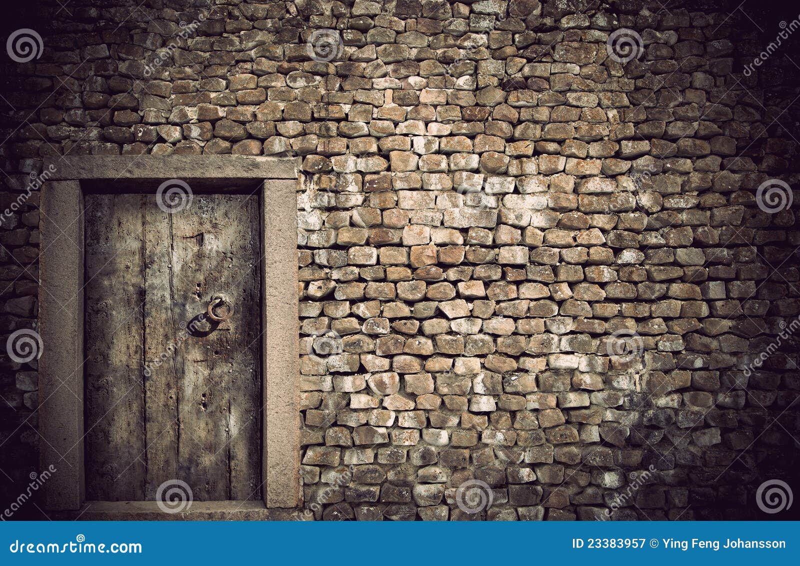 Ancient Wooden Door With Lock And Stone Walls. Ancient Greek ...