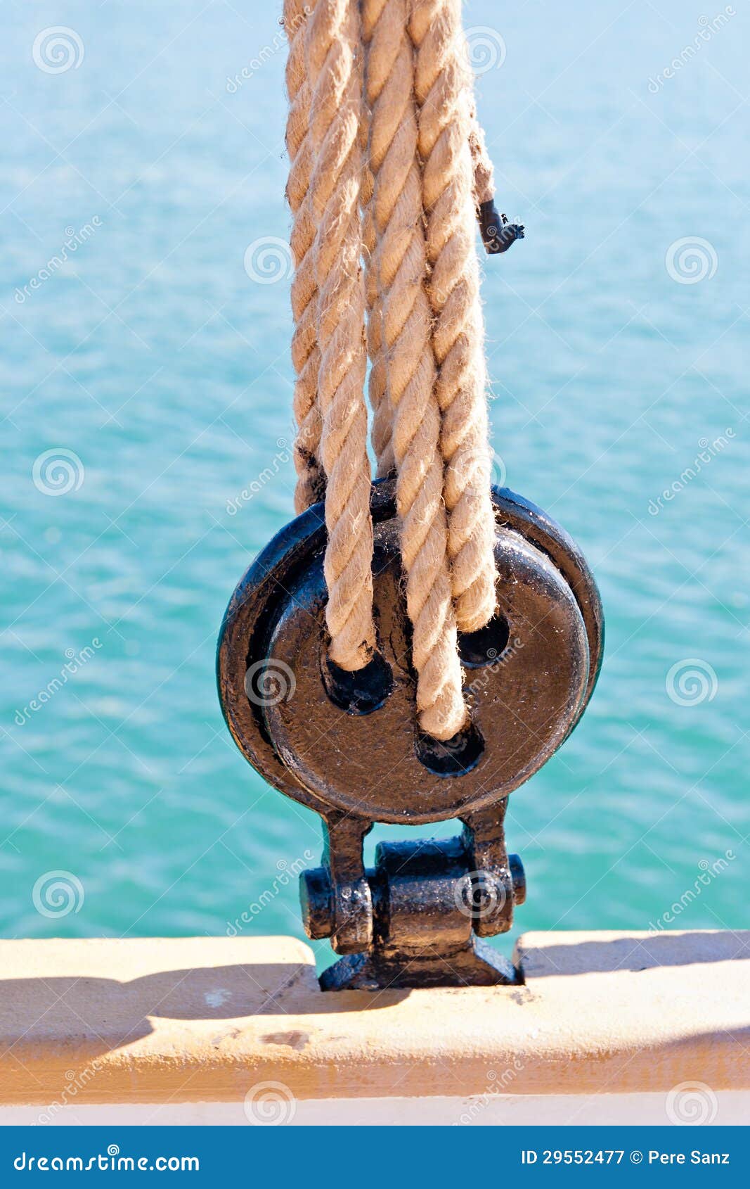 Old Wooden Deadeye On The Shrouds Of A Sailing Vessel Of The Eighteenth ...