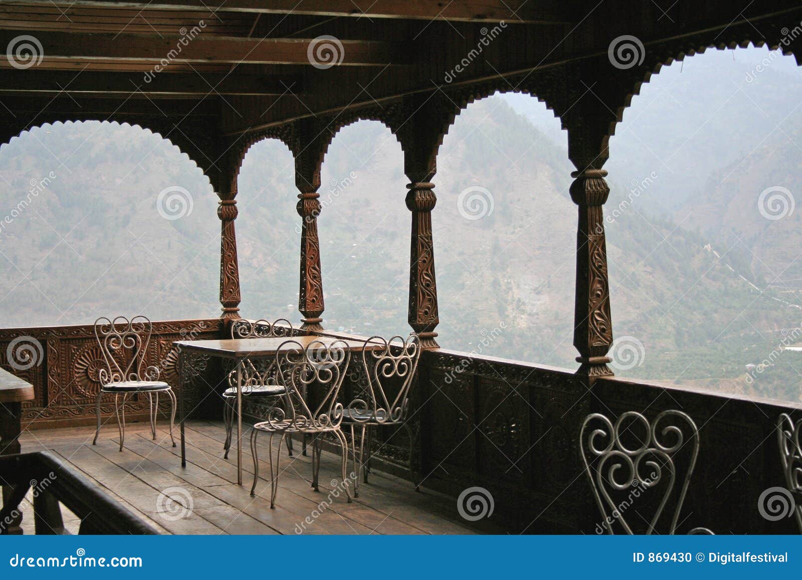 Ancient Fort Woodwork in Remote Valley View in Indian Himalaya Stock ...