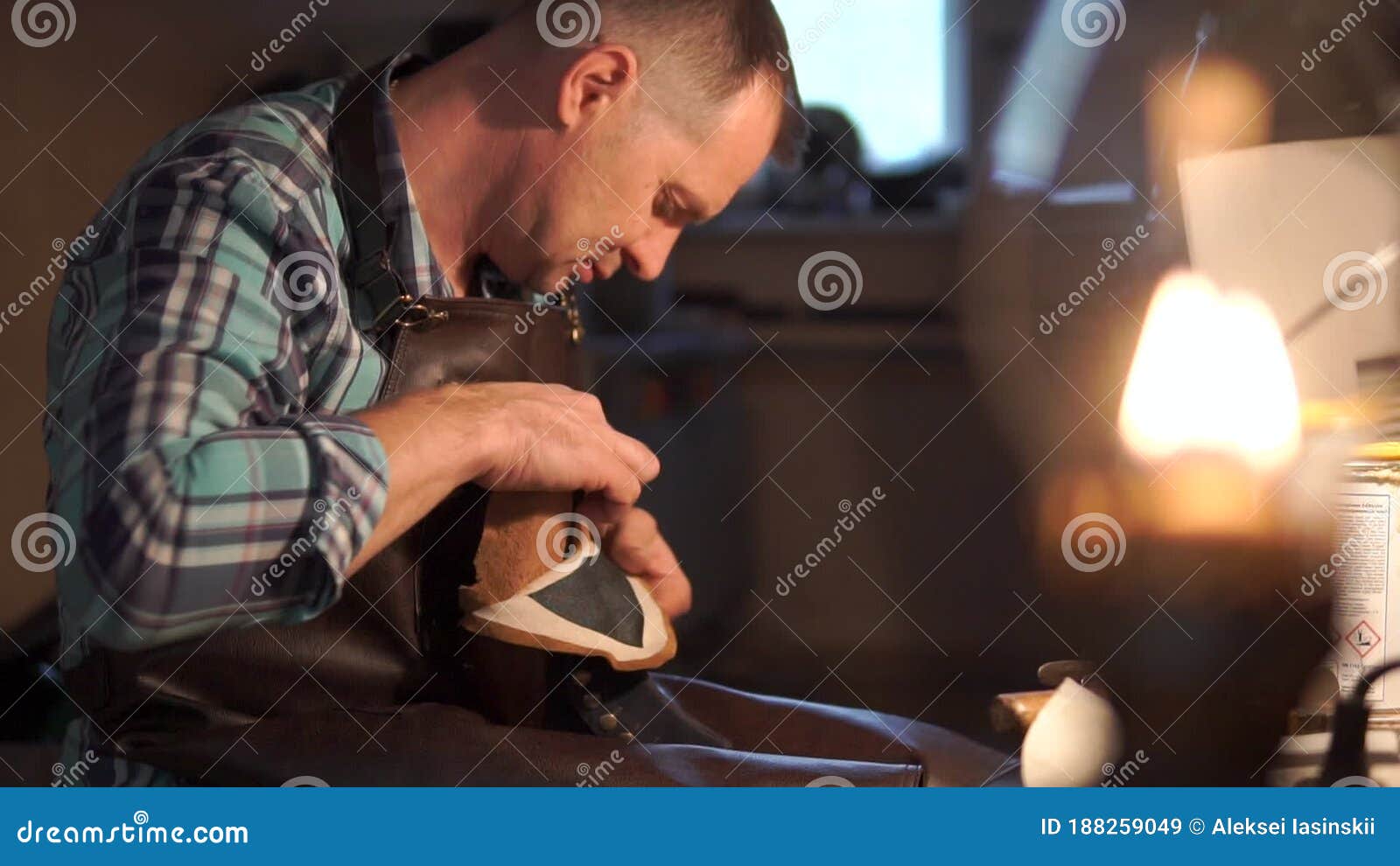 Ancient Workshop with Expert Shoemaker during the Processing of Leather ...