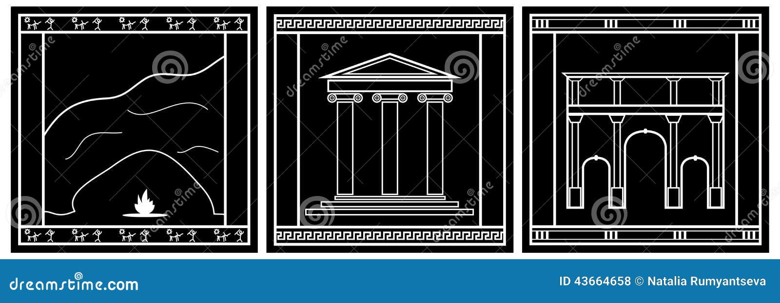 Ancient World Architectural Styles Icons Stock Illustration ...