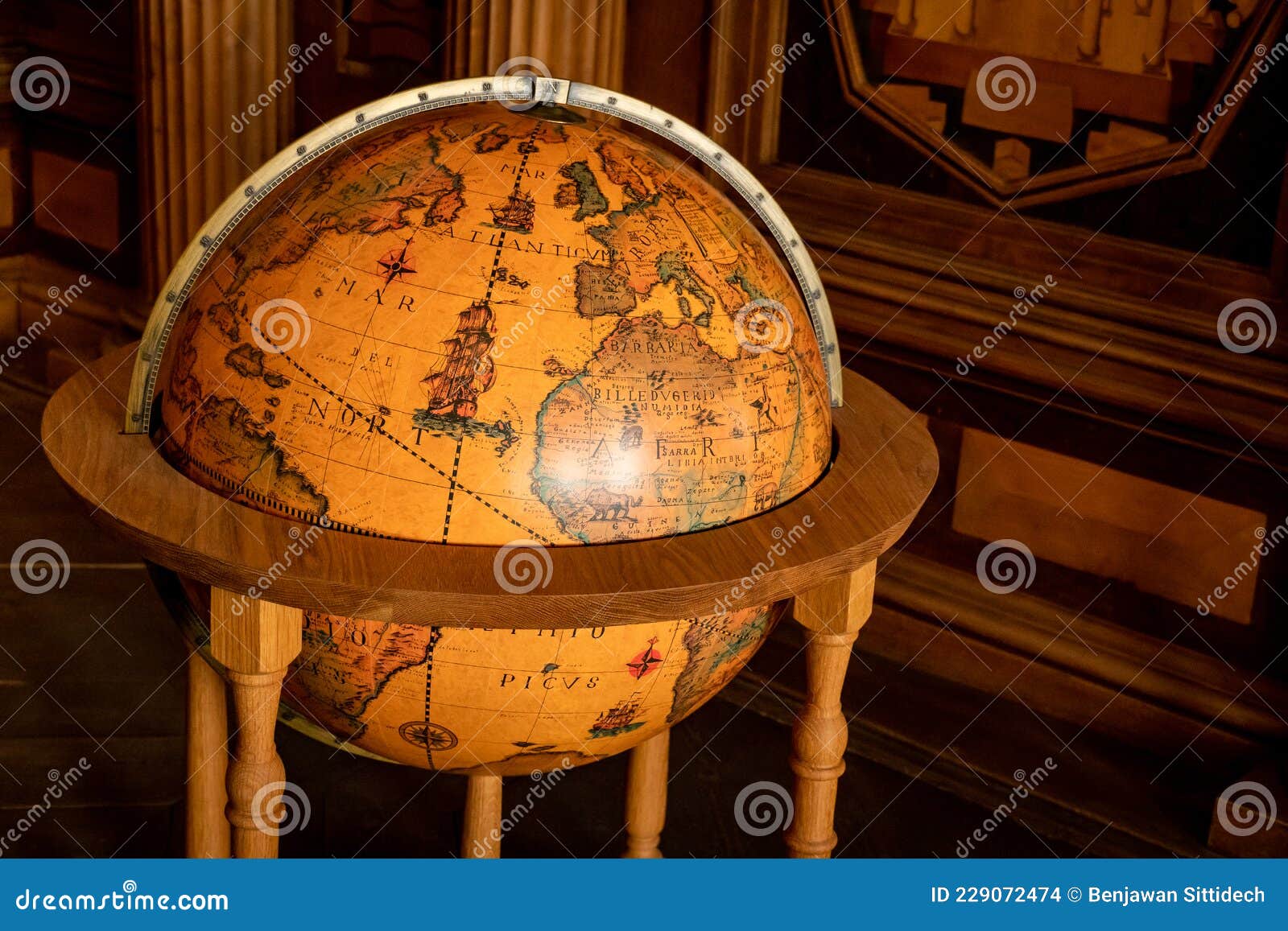 Ancient World Globe. World Map Tool for Geography Education Stock Photo ...