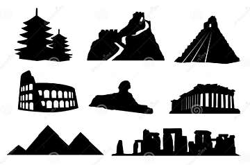 Ancient World Landmarks Isolated Stock Vector - Illustration of borders ...