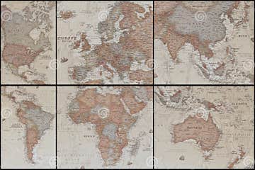 Ancient World Map S Collage Stock Image - Image of ancient, decorative ...