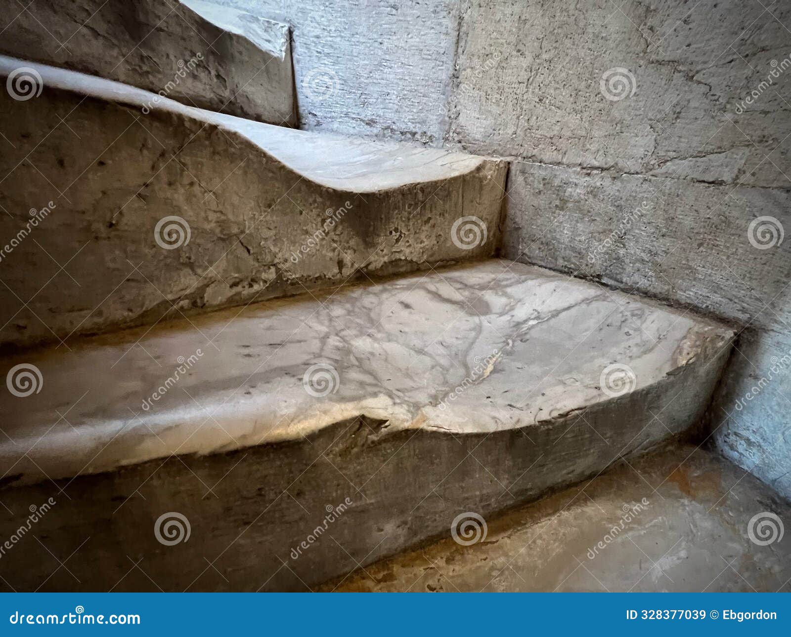 A Set Of Worn Steps Between Rows Of Seating In An Old Ruined ...