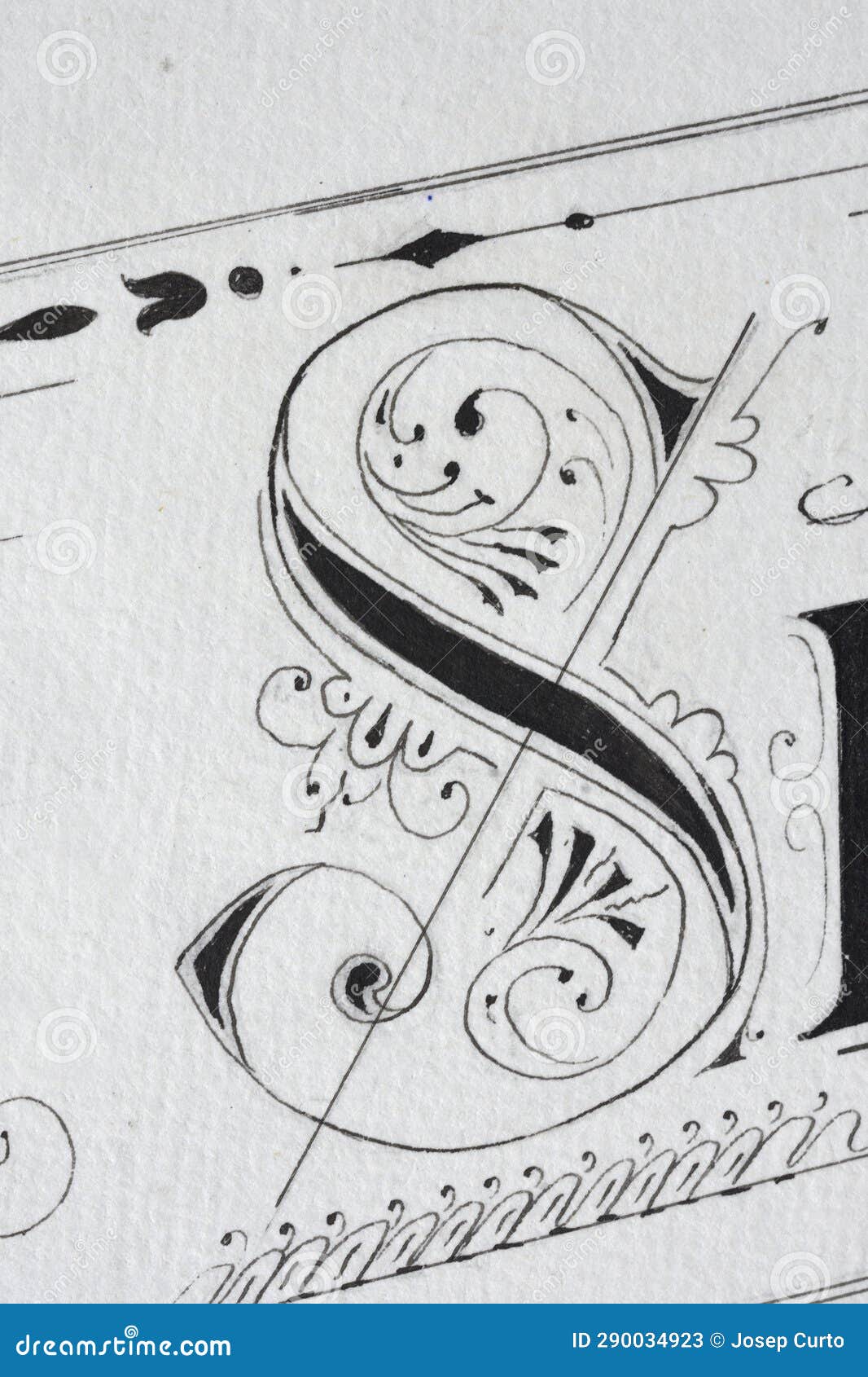 Ancient Writing of the Letter S on Paper Beginning of the 20th Century ...