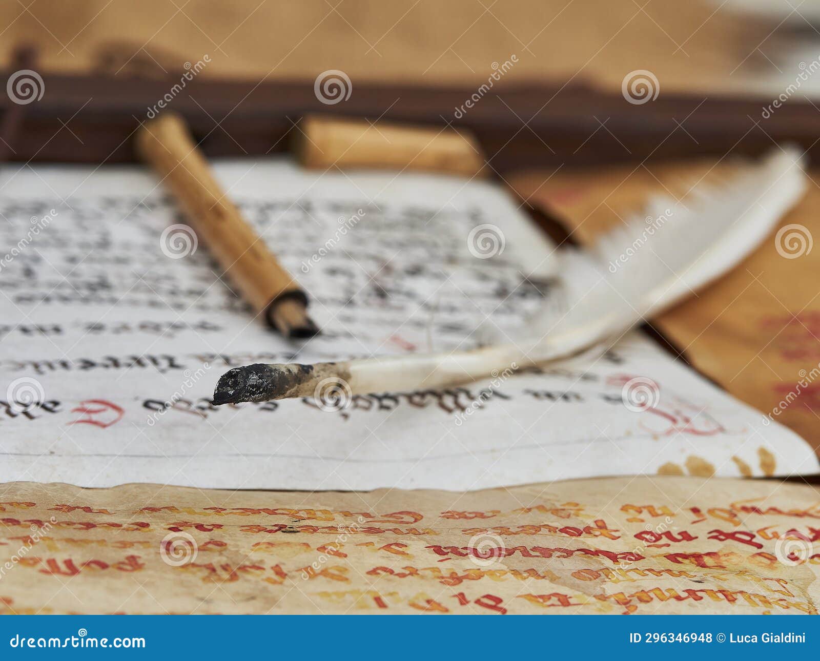 An Ancient Written Scroll of Parchment Stock Photo - Image of hebrew ...