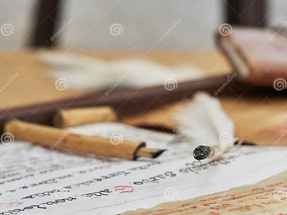 An Ancient Written Scroll of Parchment Stock Image - Image of structure ...