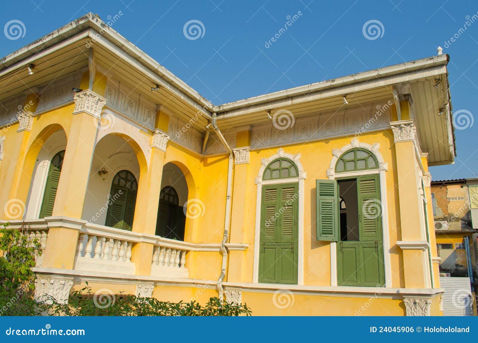 Ancient Yellow House - Outside Second Floor View 1 Stock Photo - Image ...