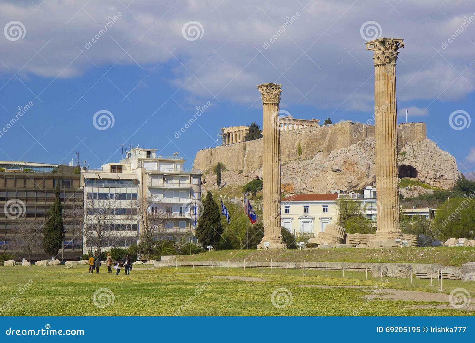 Ancient Zeus Palace and Acropolis in Athens, Greece Editorial Image ...
