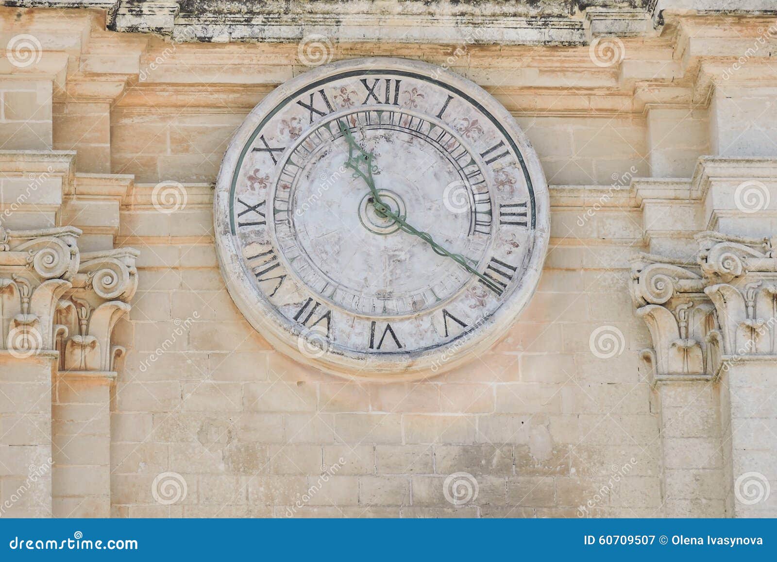 The Ancients Clock on Old Building Stock Image - Image of telling ...