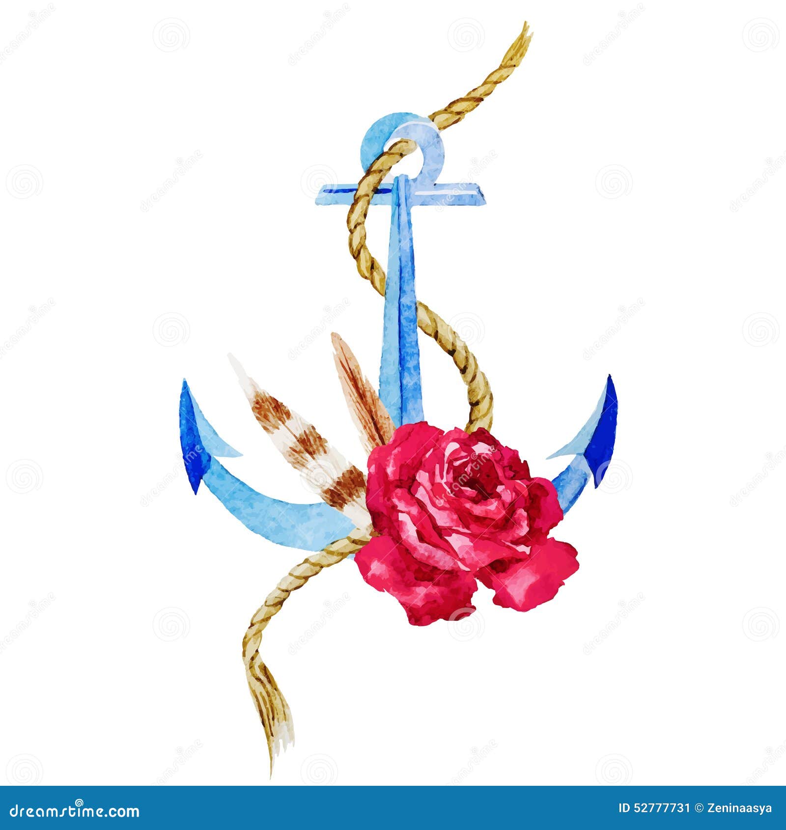 Ancla con las flores ilustración del vector. Ilustración de arte - 52777731