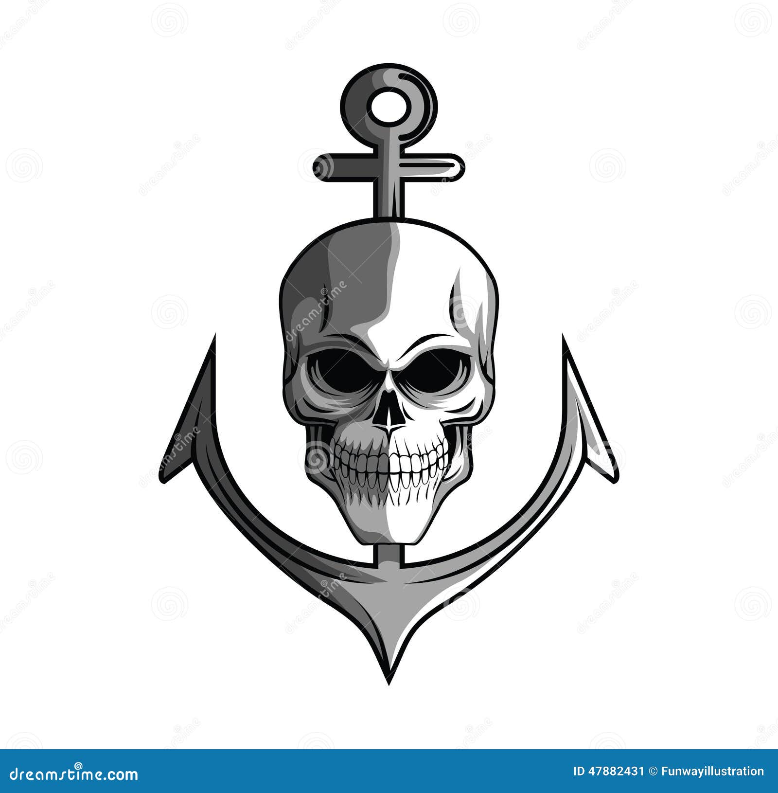 Ancla del cráneo ilustración del vector. Ilustración de pirata - 47882431
