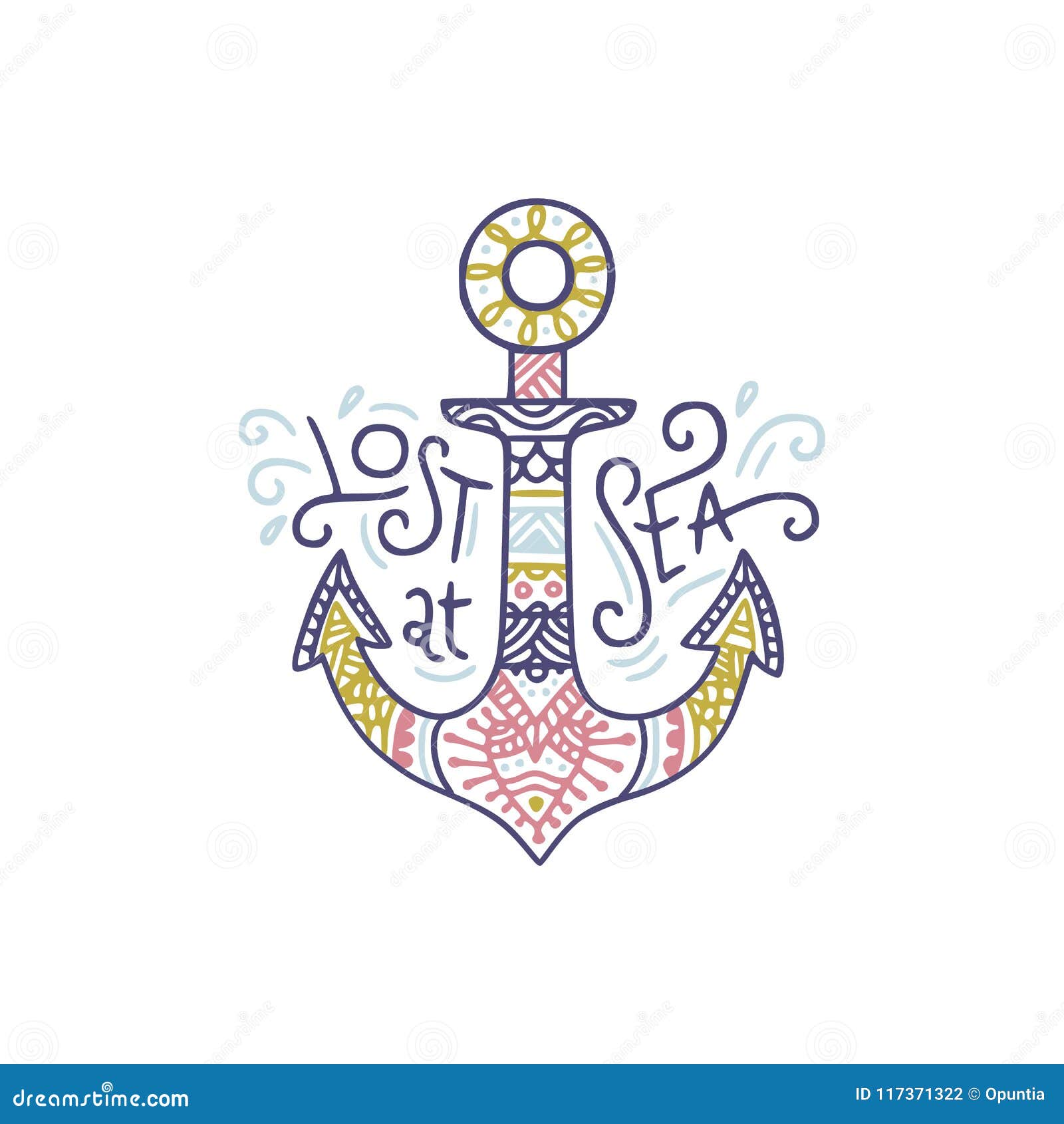 Ancla Dibujada Mano Con Las Letras Stock de ilustración - Ilustración ...