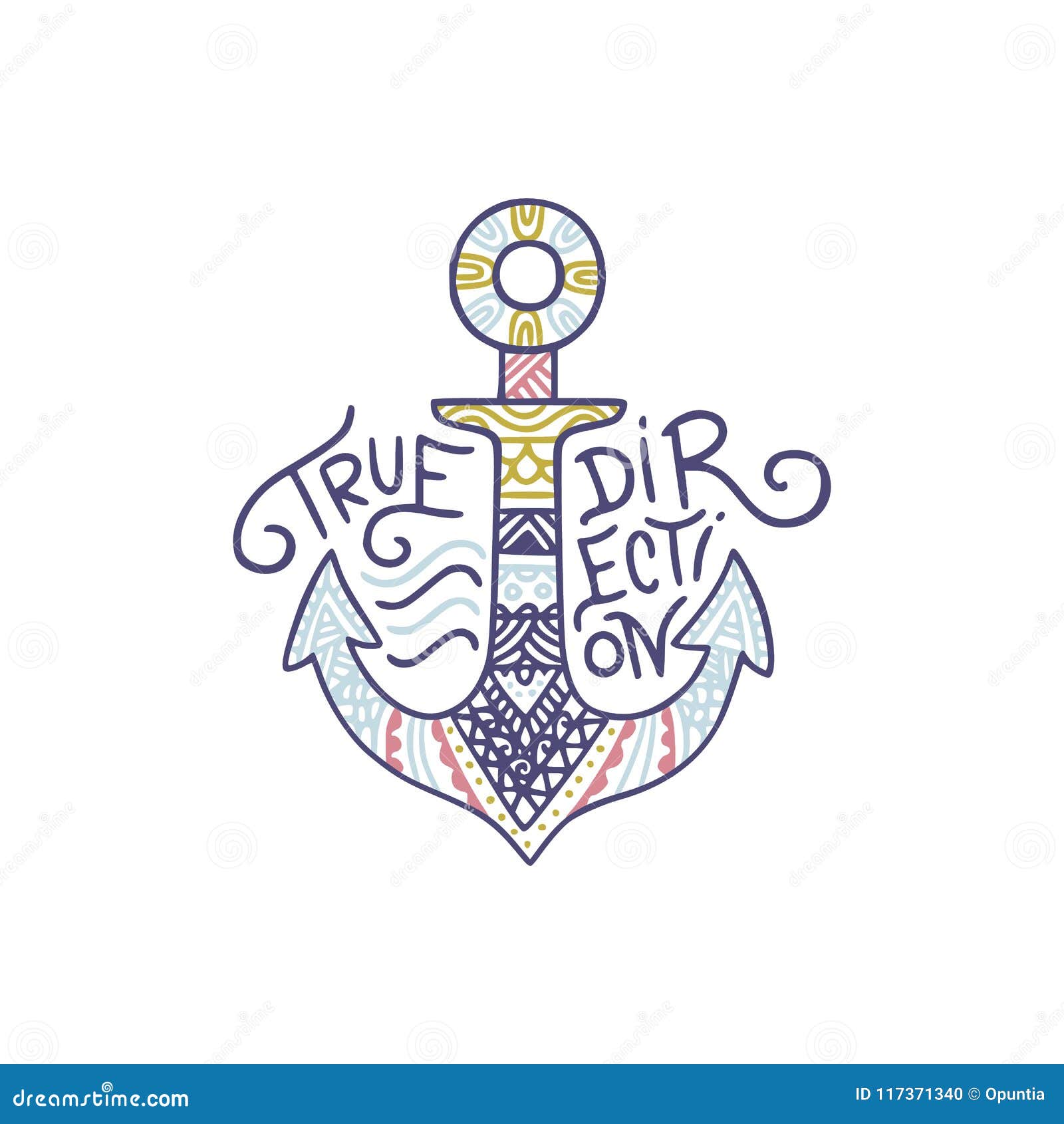 Ancla Dibujada Mano Con Las Letras Stock de ilustración - Ilustración ...