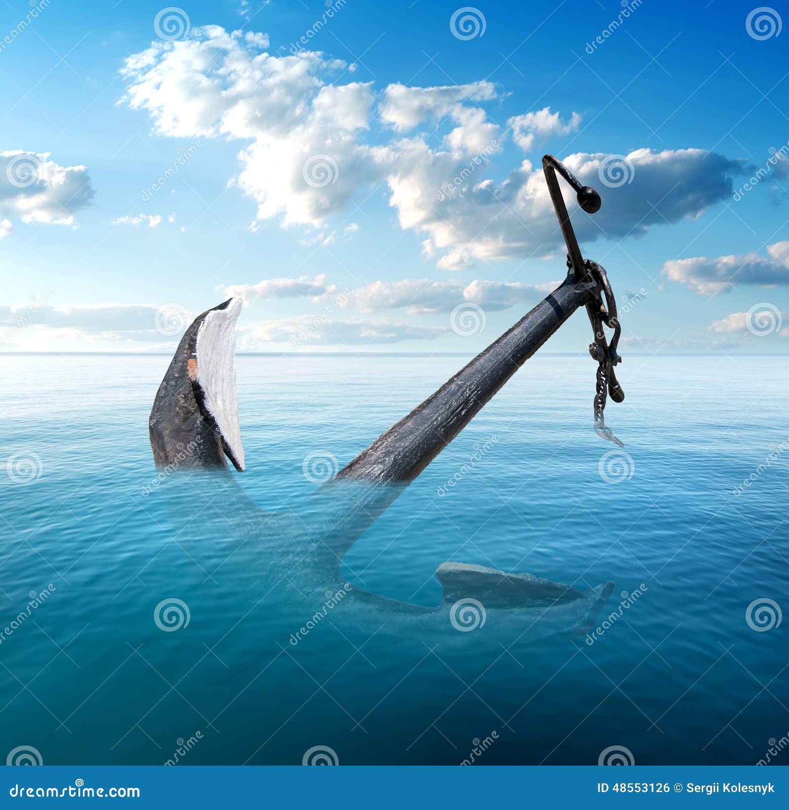 Ancla en el mar foto de archivo. Imagen de nave, enorme - 48553126