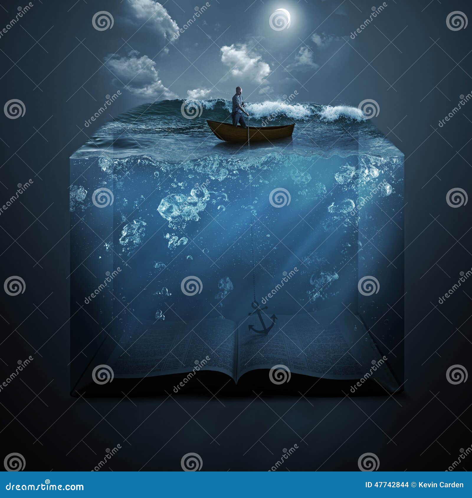 Ancla y biblia foto de archivo. Imagen de noche, onda - 47742844