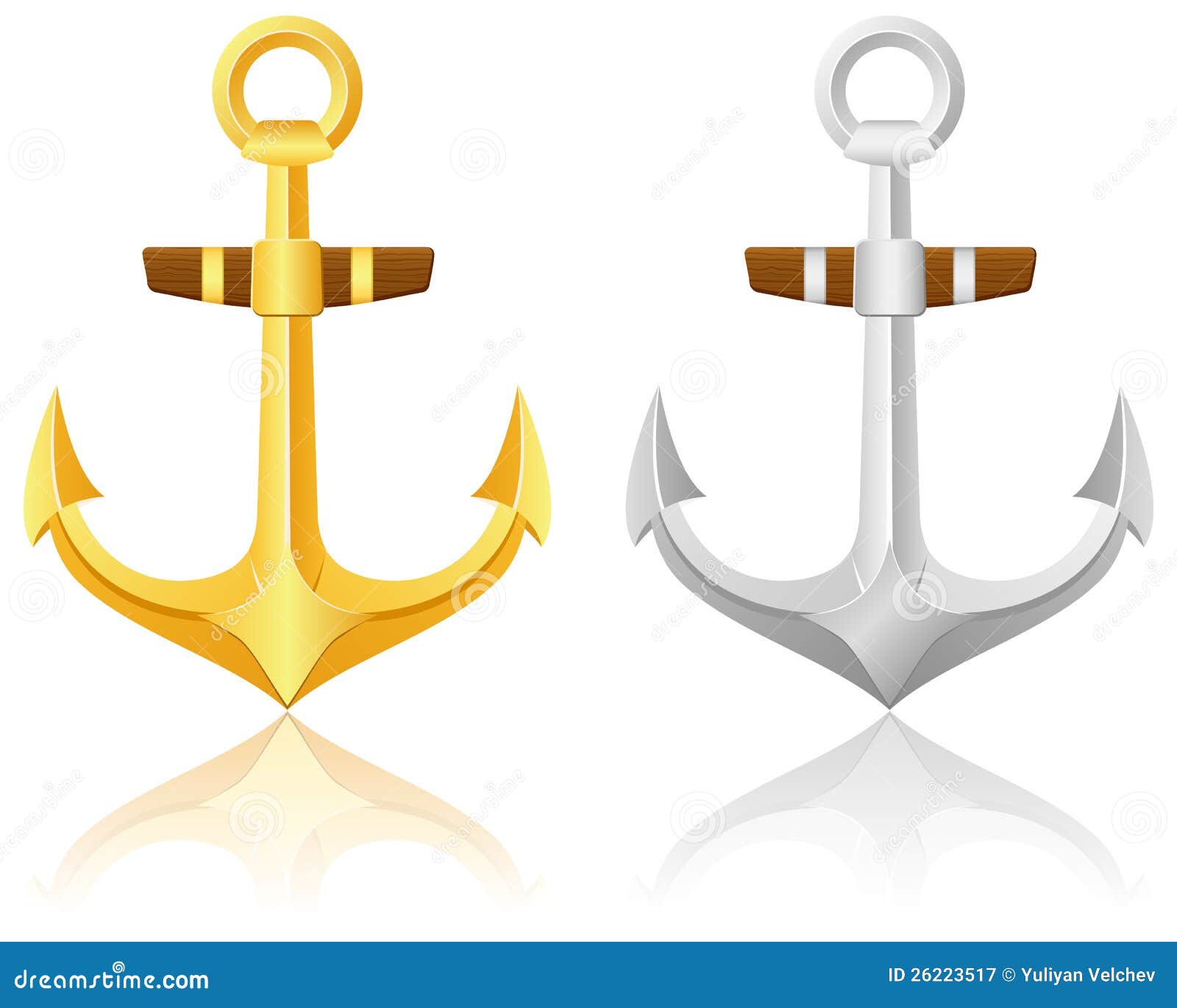 Anclas Del Oro Y De La Plata Ilustración del Vector - Ilustración de ...