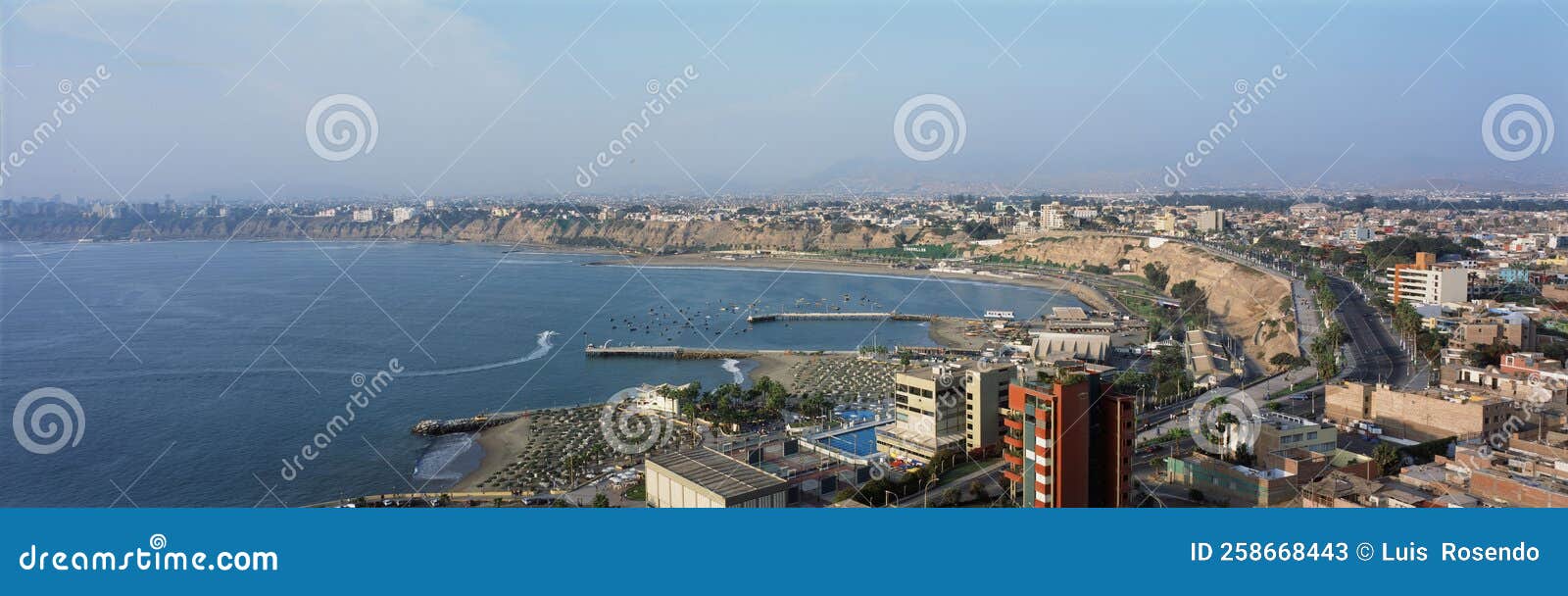 Bay of AncÃ³n, Lima Peru Panoramic Viux Town with Beach with Boat ...