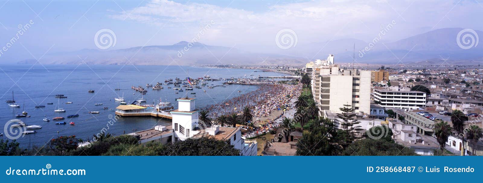 Air Viux Panoramic Viux Crowded Beach at Bay Ancon Peru Stock Image ...