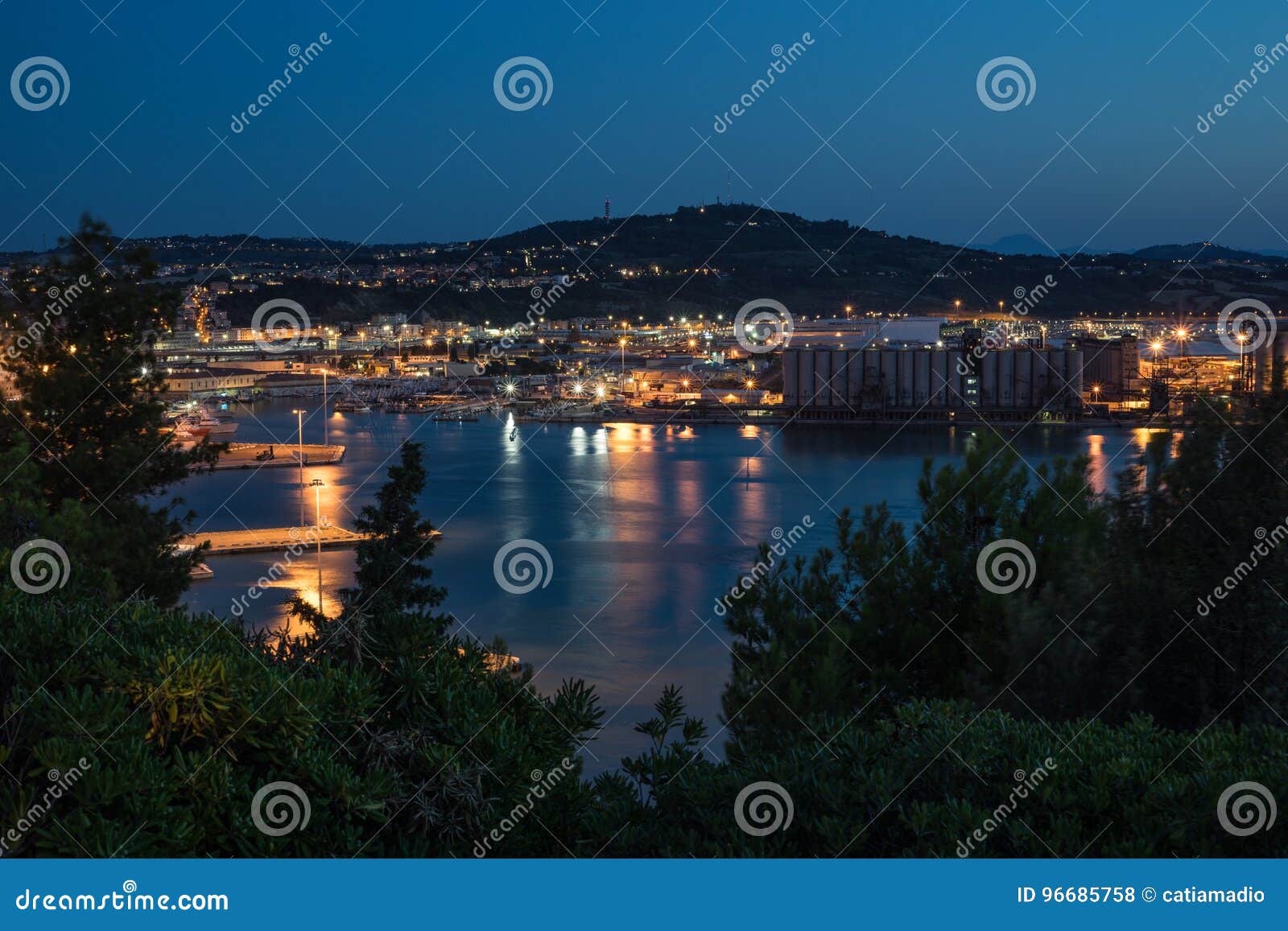 Ancona harbour night view editorial stock photo. Image of dock - 96685758