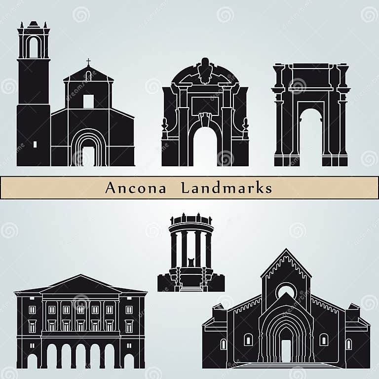 Ancona Landmarks and Monuments Stock Vector - Illustration of landmark ...