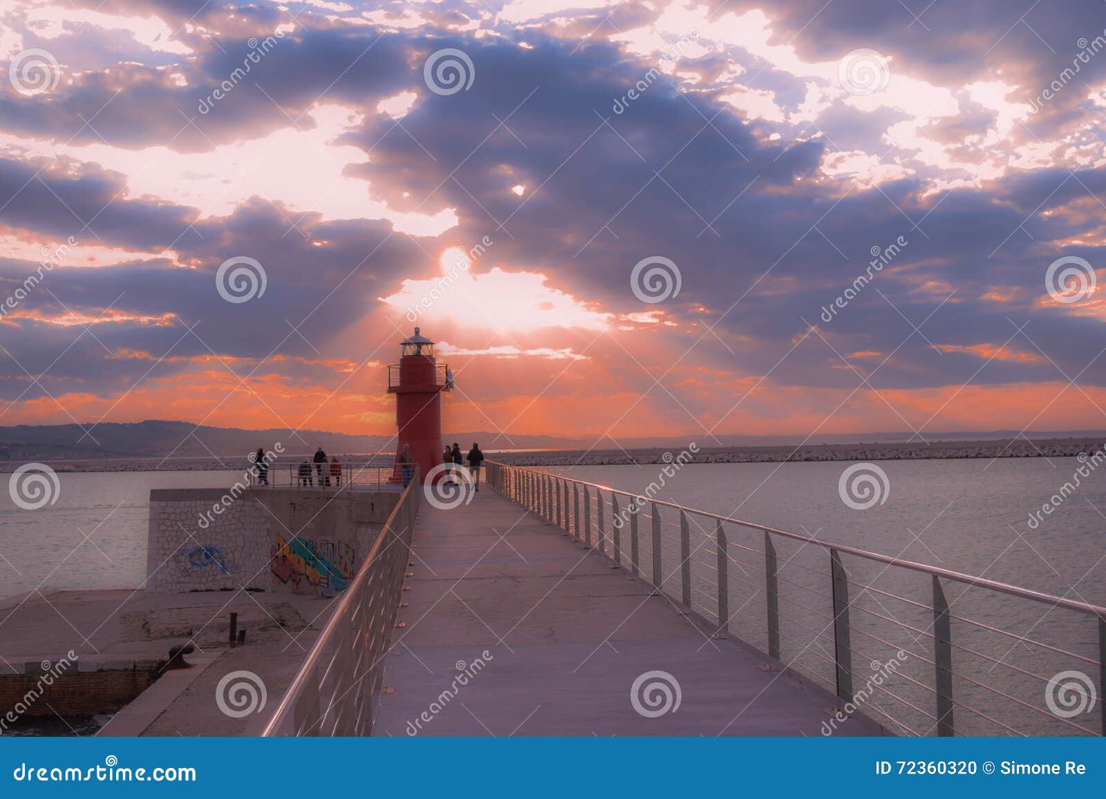 Ancona, Marche, Italy Red Lantern Port Sunset Editorial Image - Image ...