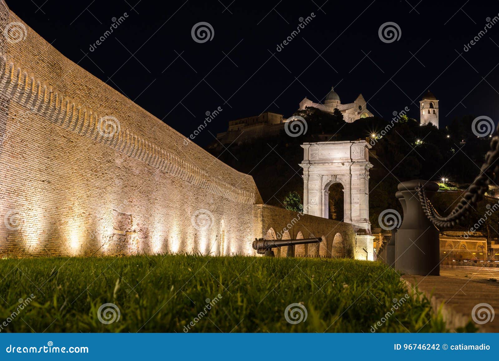 Ancona Monument Night View, Arc of Traiano Editorial Photography ...