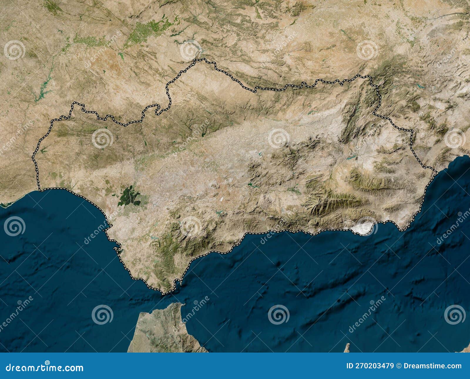 Andalucia, Spain. Low-res Satellite. No Legend Stock Illustration ...