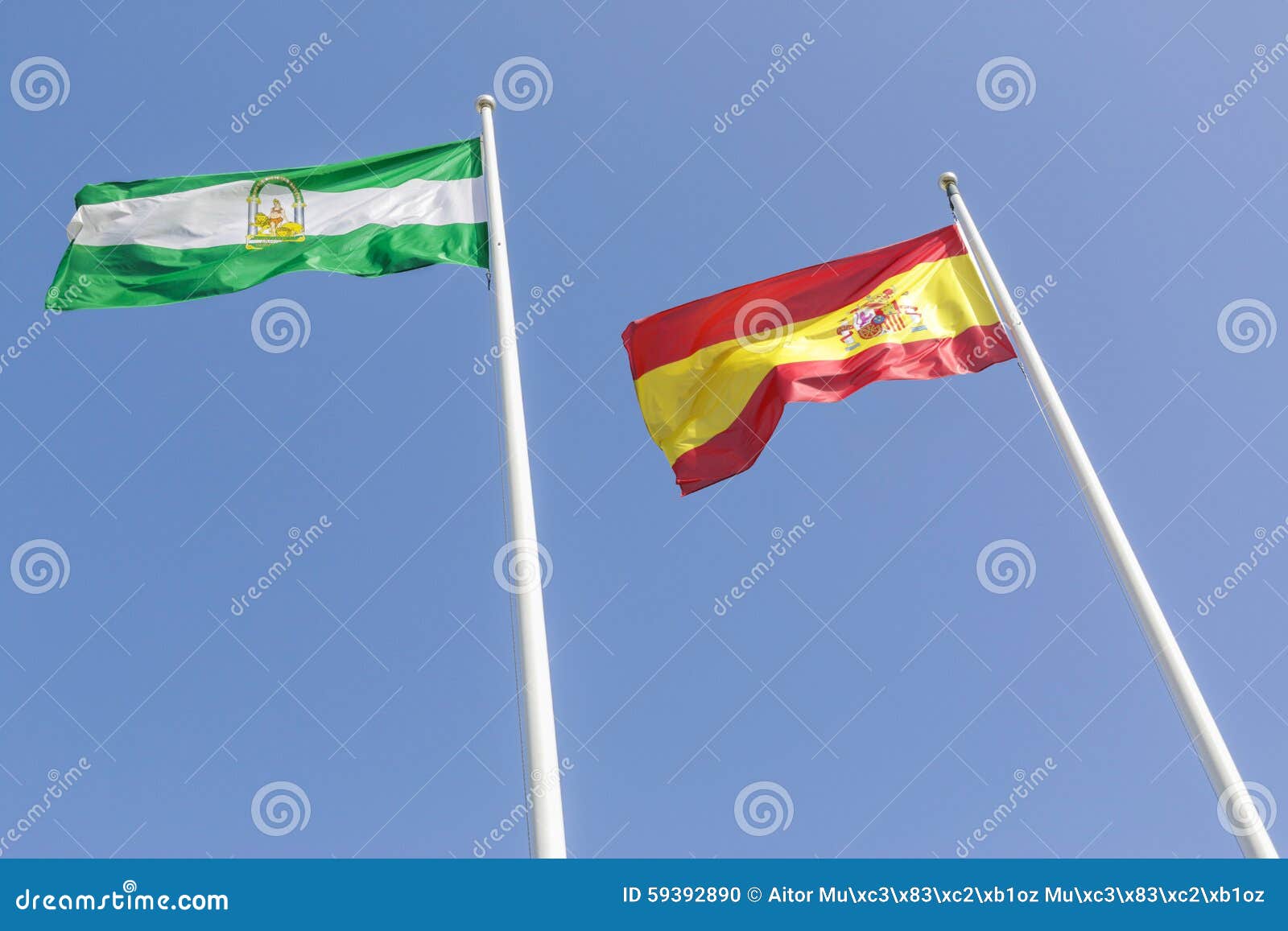 Andalusian and Spanish Flag Stock Photo - Image of andalusian, tourism ...