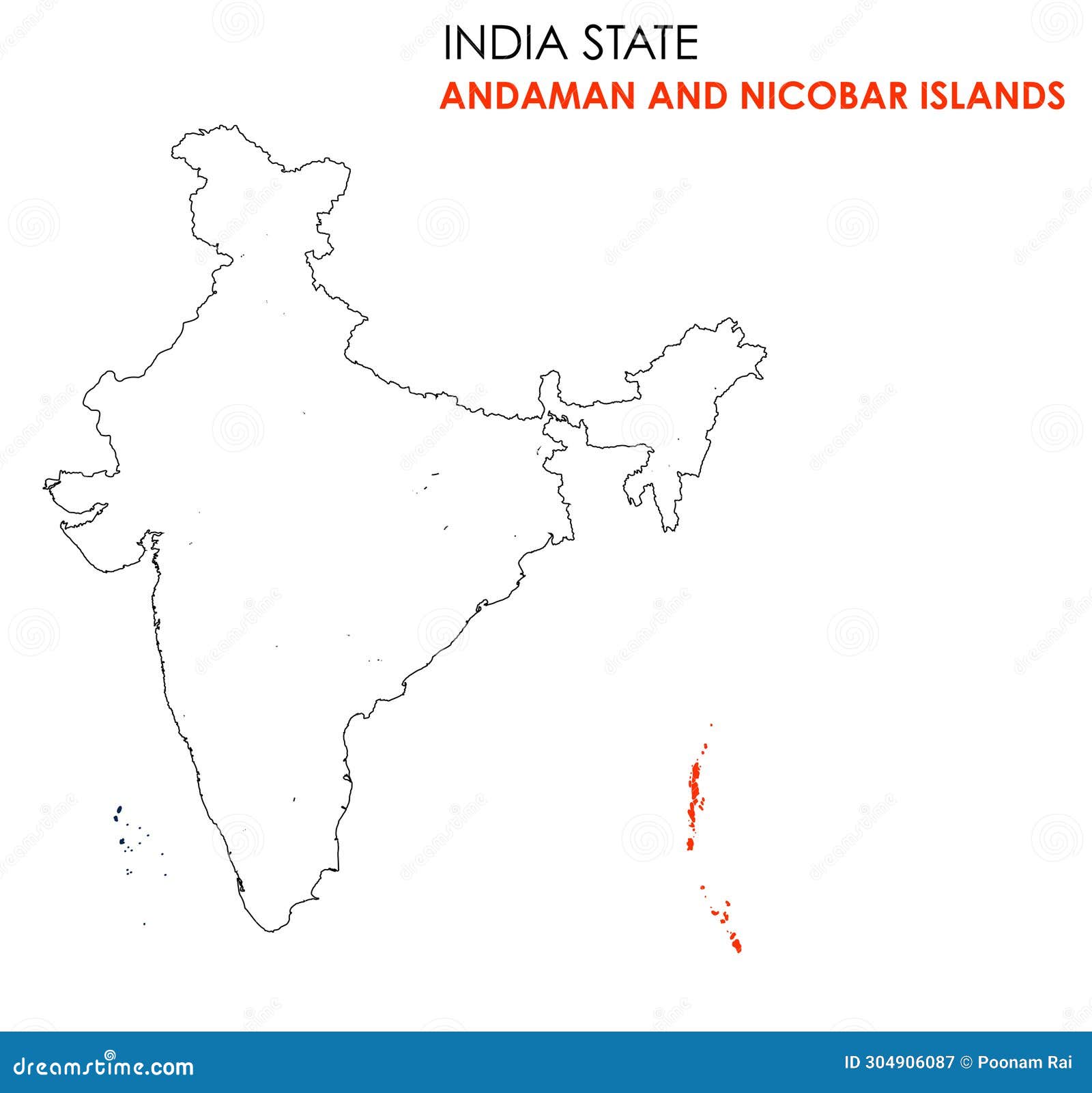 Andaman and Nicobar Islands Map of Indian State. Andaman and Nicobar ...