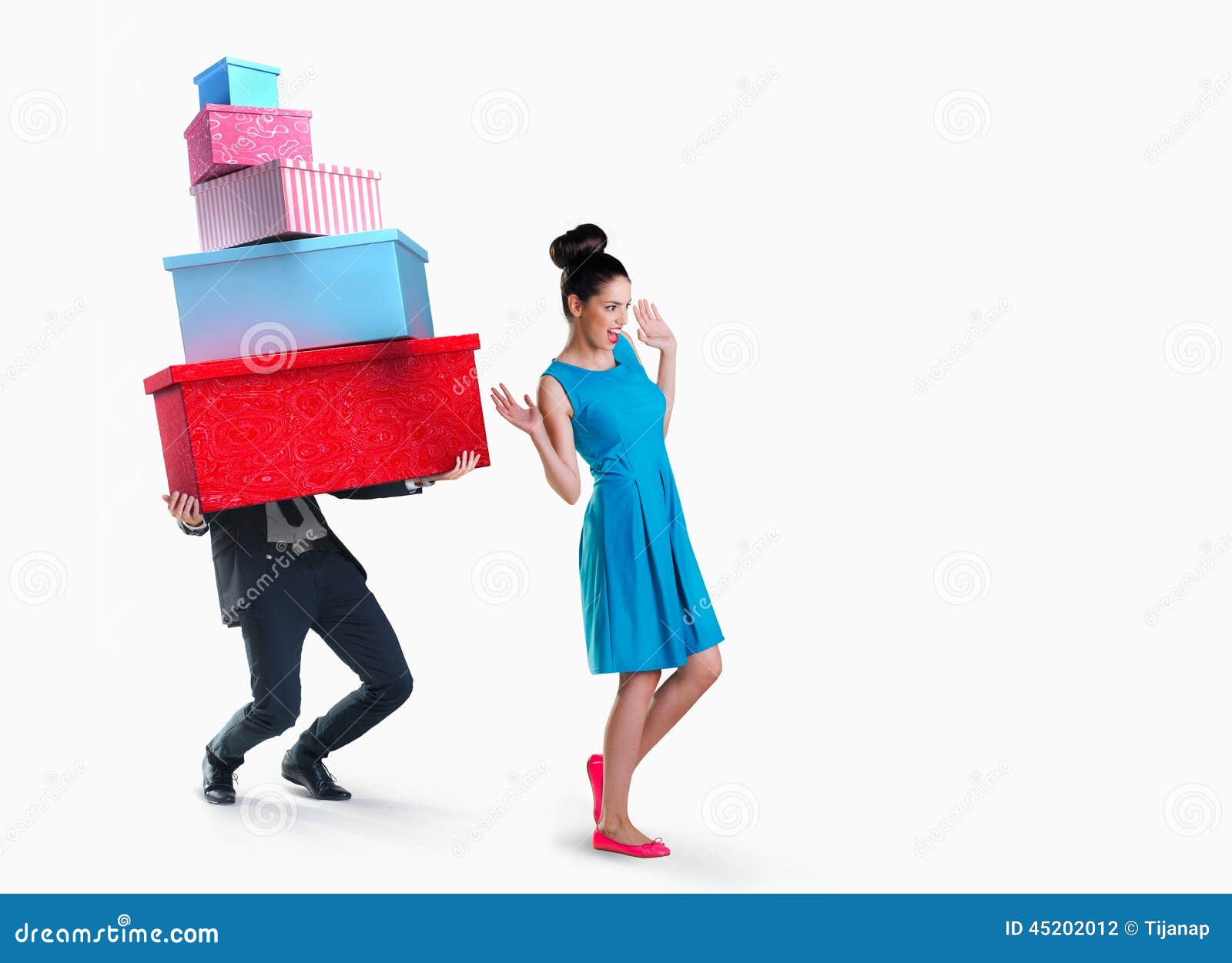 Andare a Fare Spese Dell'uomo E Della Donna Isolato Fotografia Stock ...