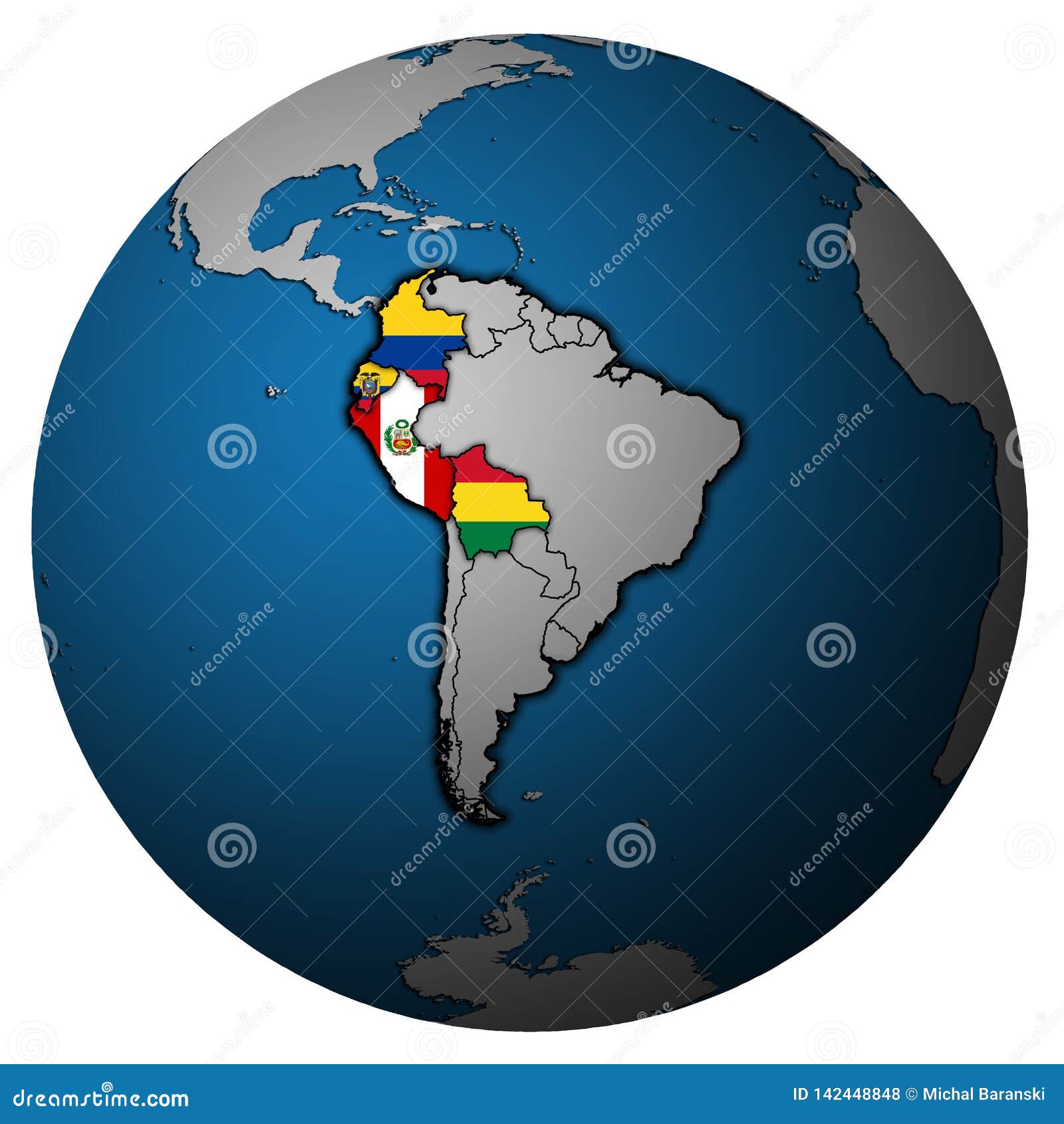 Andean Community Territory On World Map Royalty-Free Cartoon ...