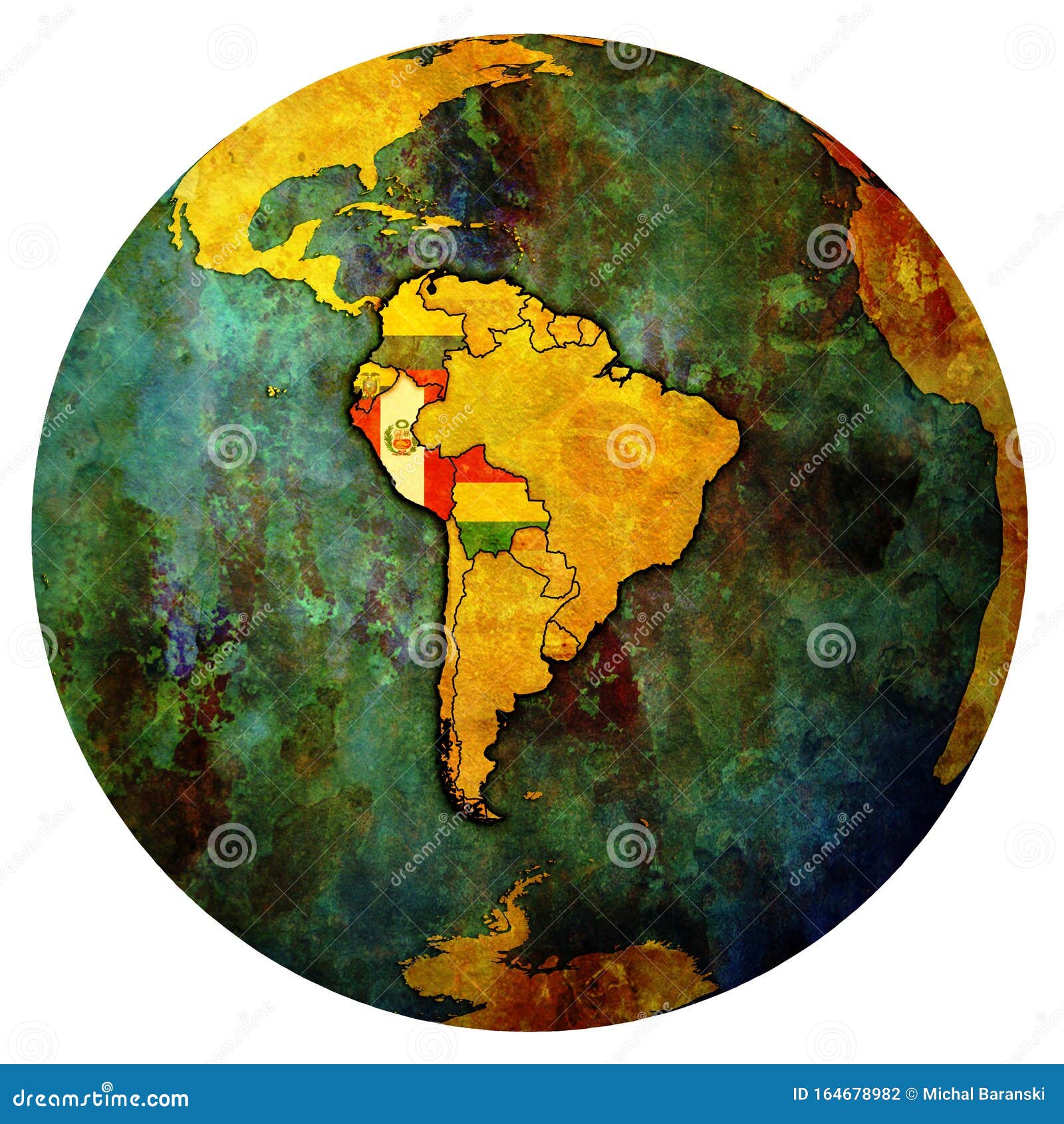 Andean Community on Globe Map Stock Illustration - Illustration of ...