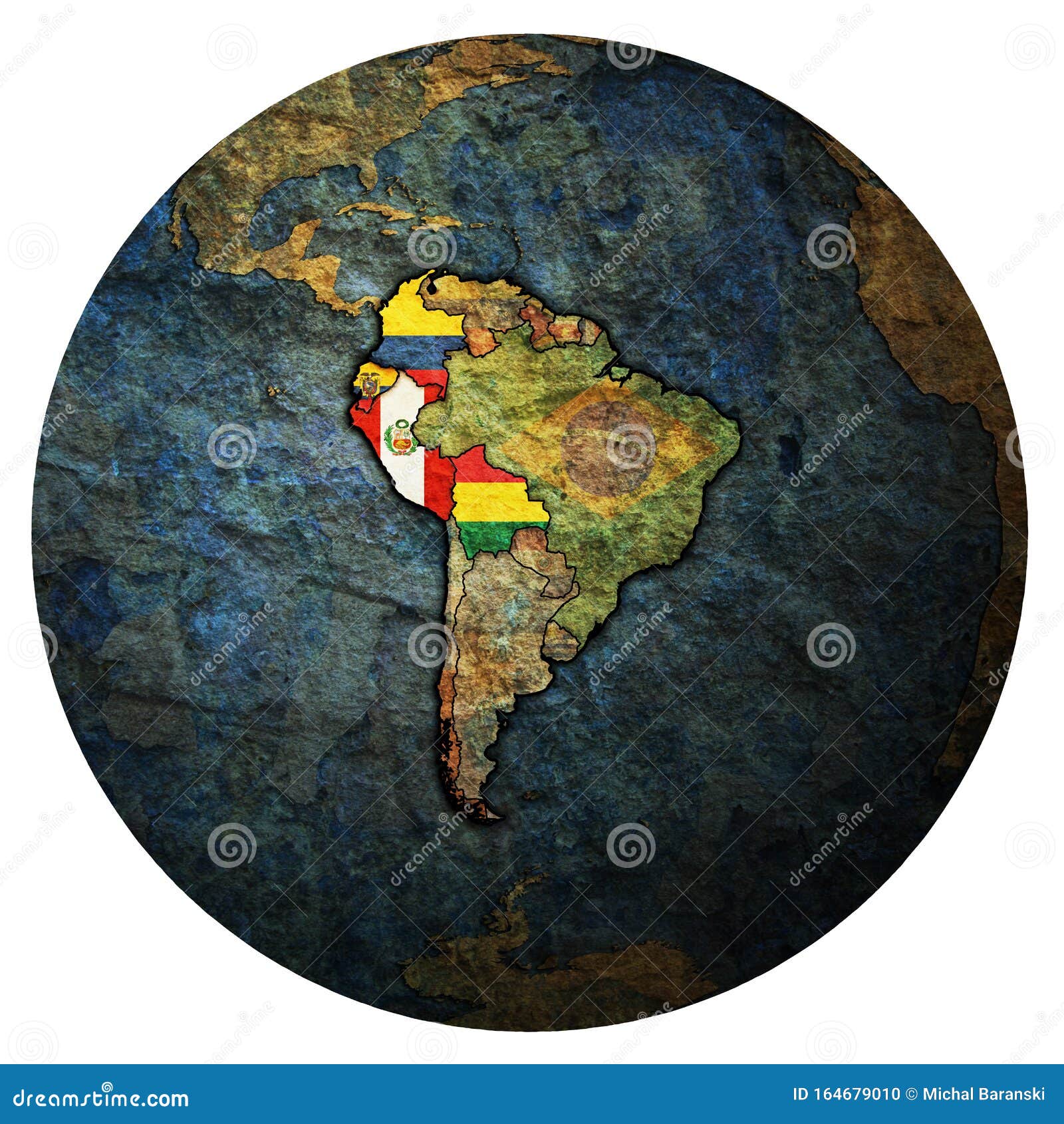 Andean Community on Globe Map Stock Illustration - Illustration of ...