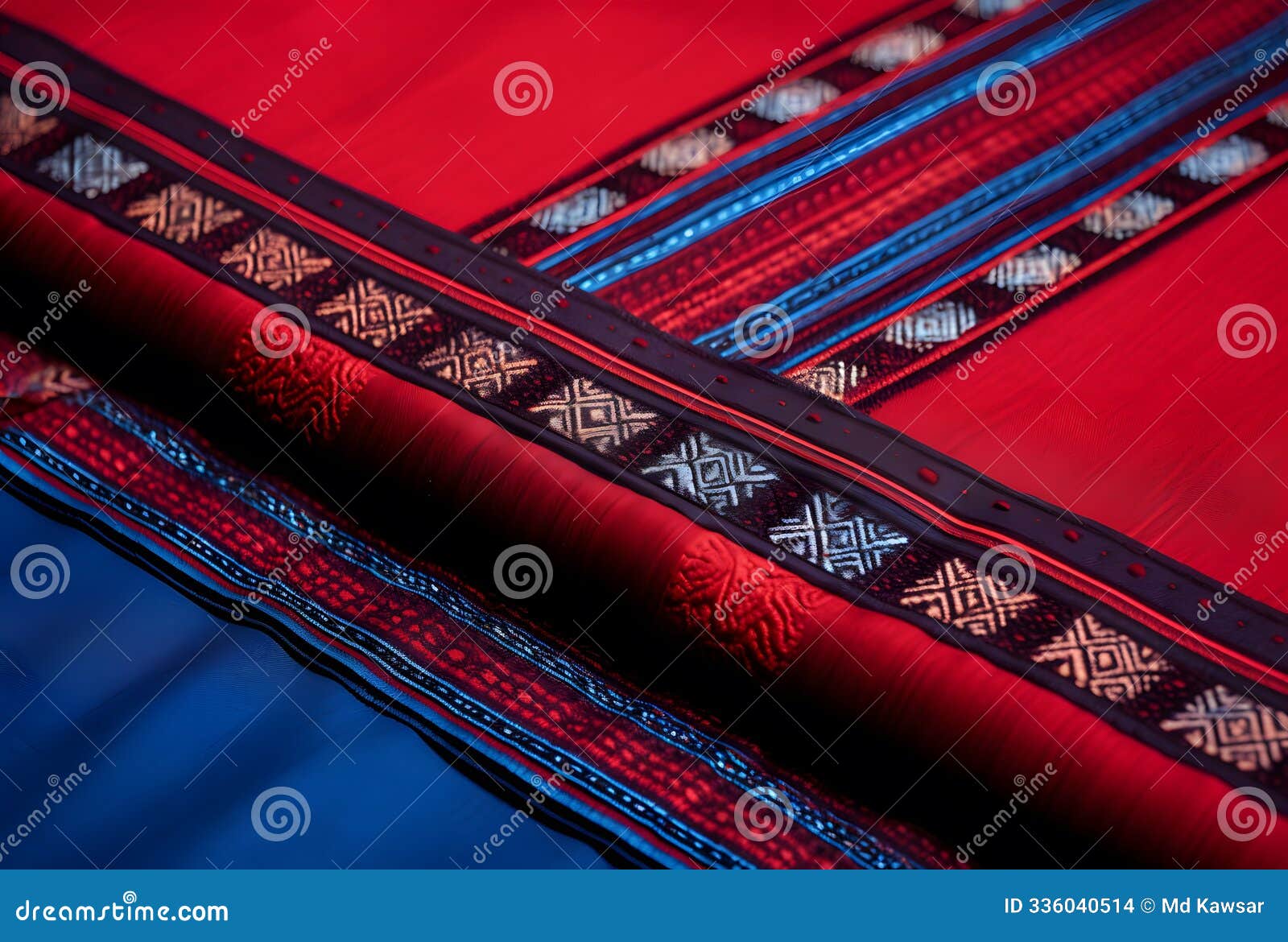 Andean Textile Patterns in Red and Blue Fabric Stock Illustration ...
